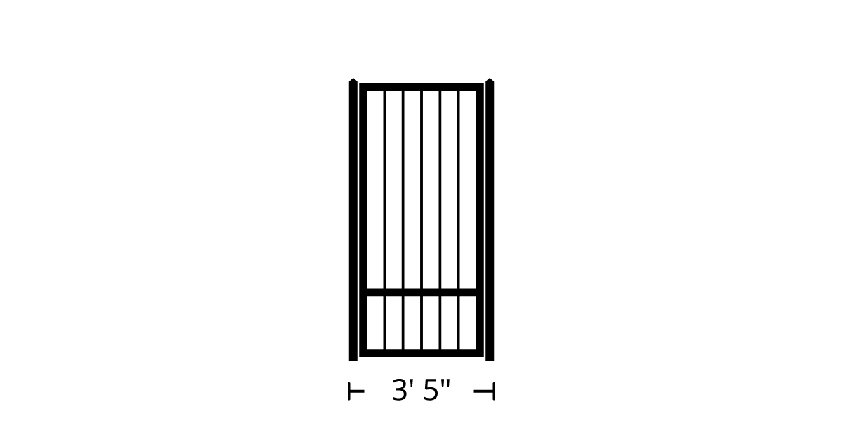 Fence | 3ft 5in Wide, Two Posts, Single Pickets | StandardGates™
