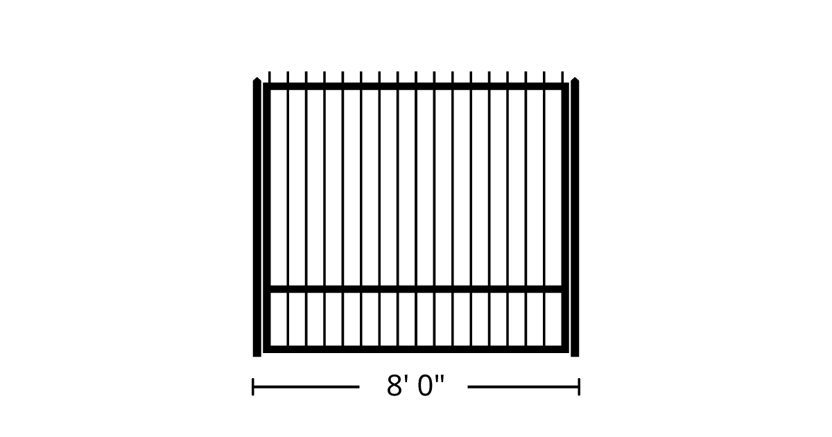 Fence | 8ft 0in Wide, Two Posts, Finials Style, Single Pickets ...