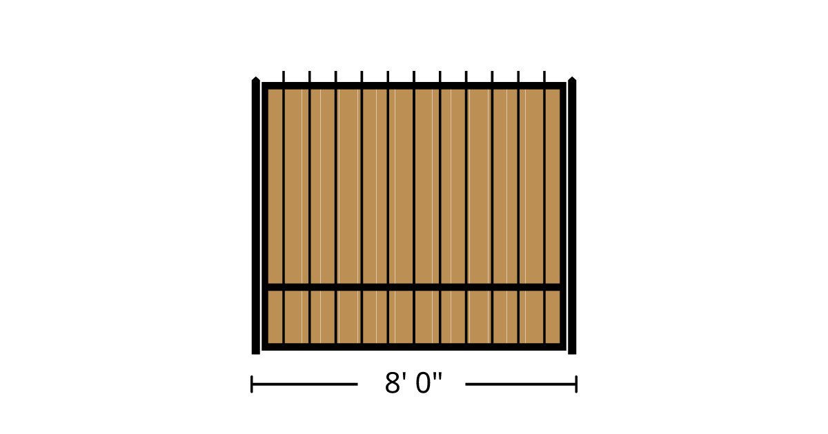 Fence | 8ft 0in Wide, Two Posts, Finials Style, Single Pickets ...