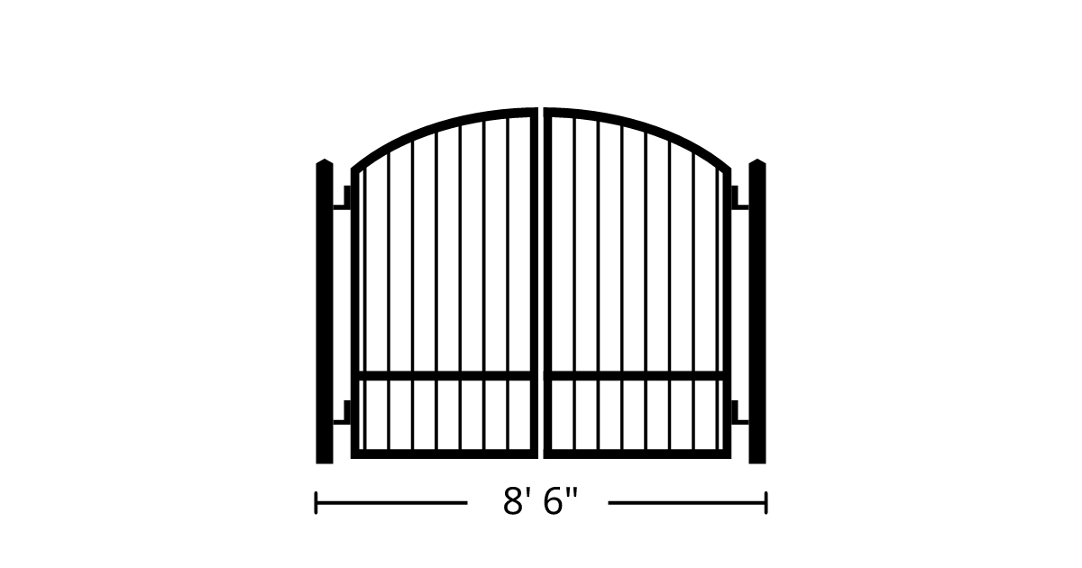 Gate | 8ft 6in Wide, Swing Kit, Dual Panels, Arch Style, Single Pickets ...