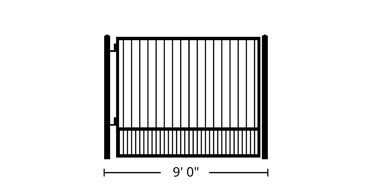 Gate | 9ft 0in Wide, Swing Kit, Solo Panel, Puppy Pickets | StandardGates™
