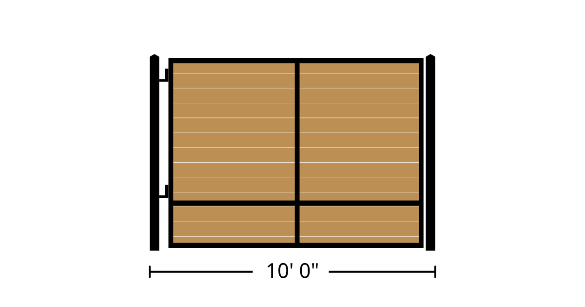 Gate | 10ft 0in Wide, Swing Kit, Solo Panel, Horizontal Ironwood ...
