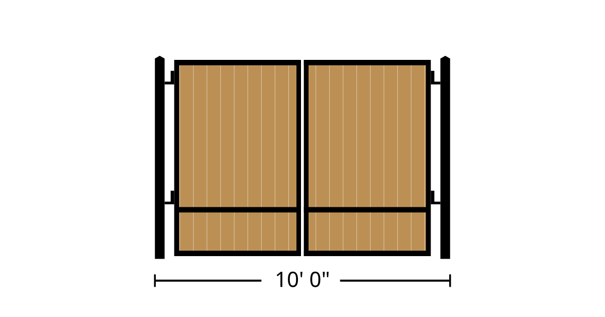 Gate | 10ft 0in Wide, Swing Kit, Dual Panels, Vertical Ironwood, Manual ...