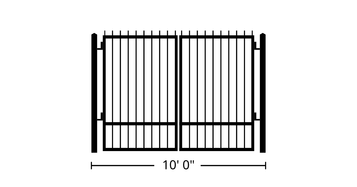 Gate | 10ft 0in Wide, Swing Kit, Dual Panels, Finials Style, Single ...