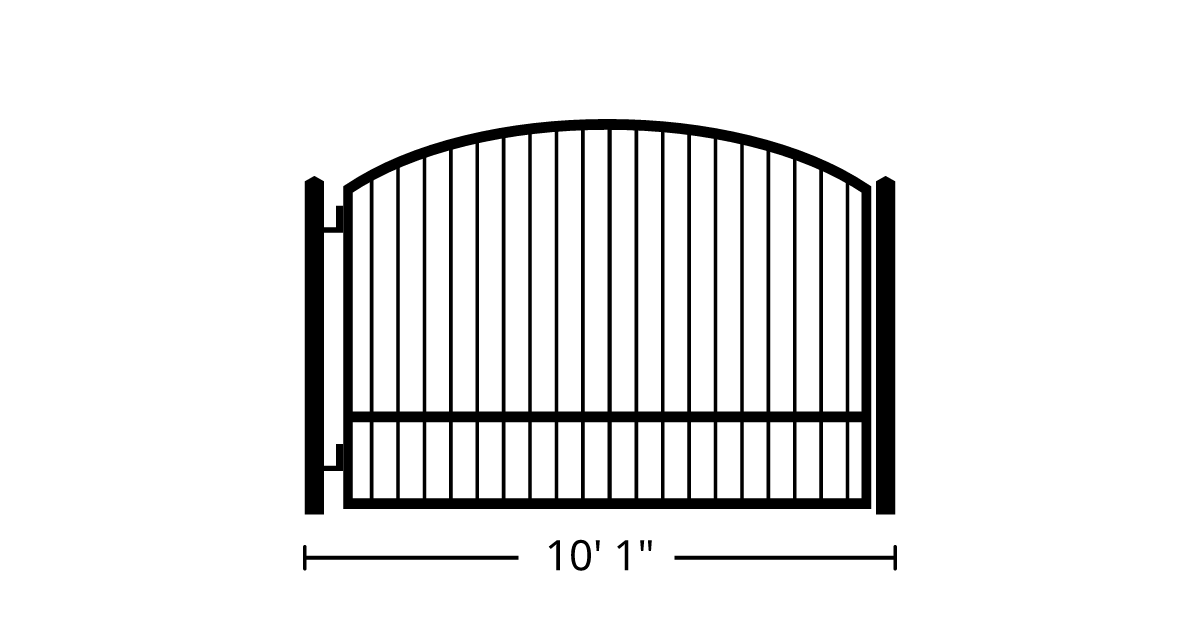 Gate | 10ft 1in Wide, Swing Kit, Solo Panel, Arch Style, Single Pickets ...