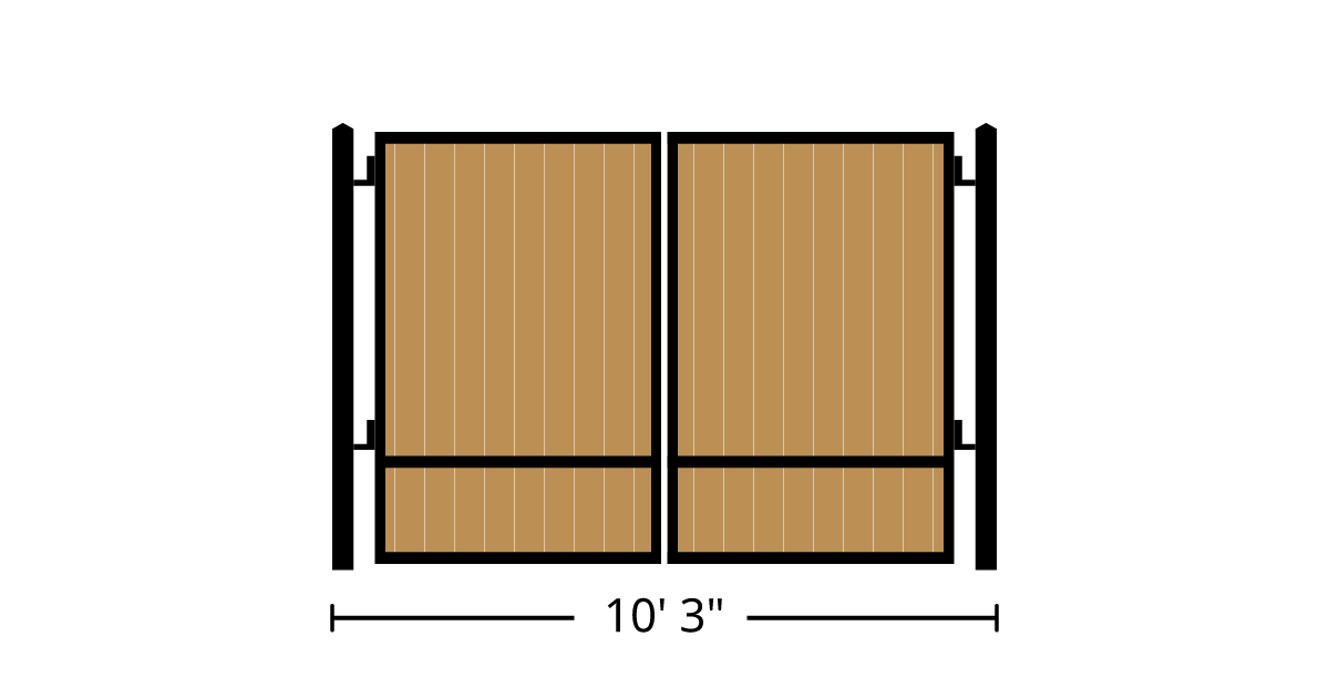 Gate | 10ft 3in Wide, Swing Kit, Dual Panels, Vertical Ironwood, Manual ...