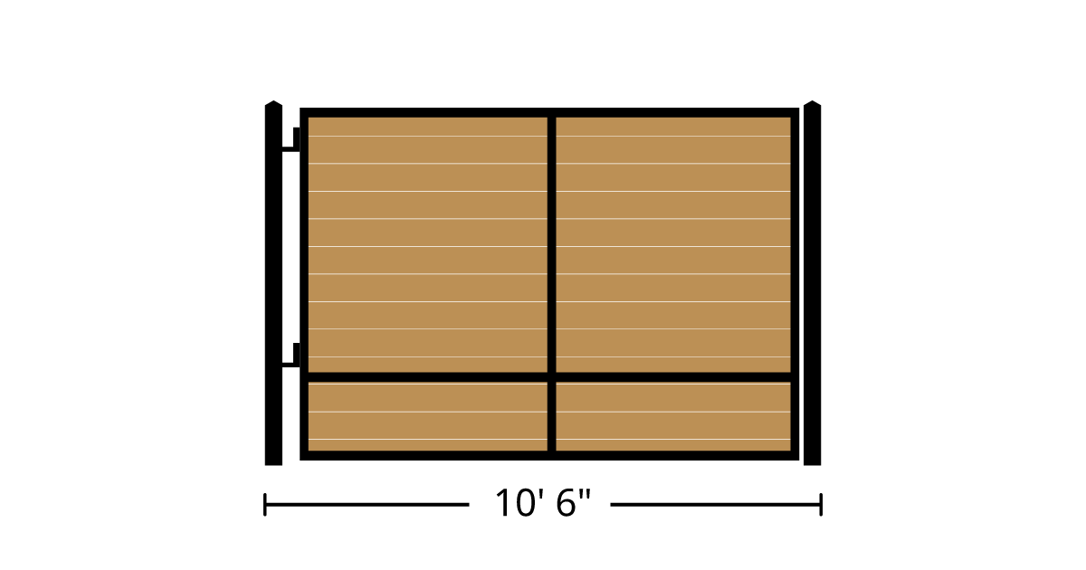 Gate | 10ft 6in Wide, Swing Kit, Solo Panel, Horizontal Ironwood ...