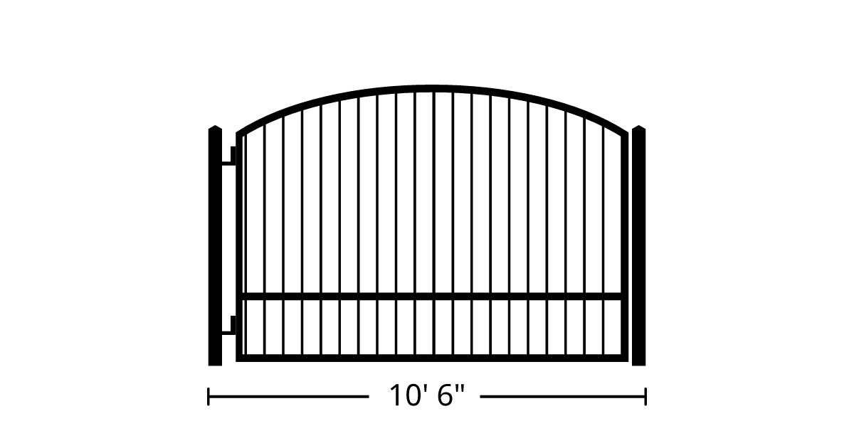 Gate | 10ft 6in Wide, Swing Kit, Solo Panel, Arch Style, Single Pickets ...
