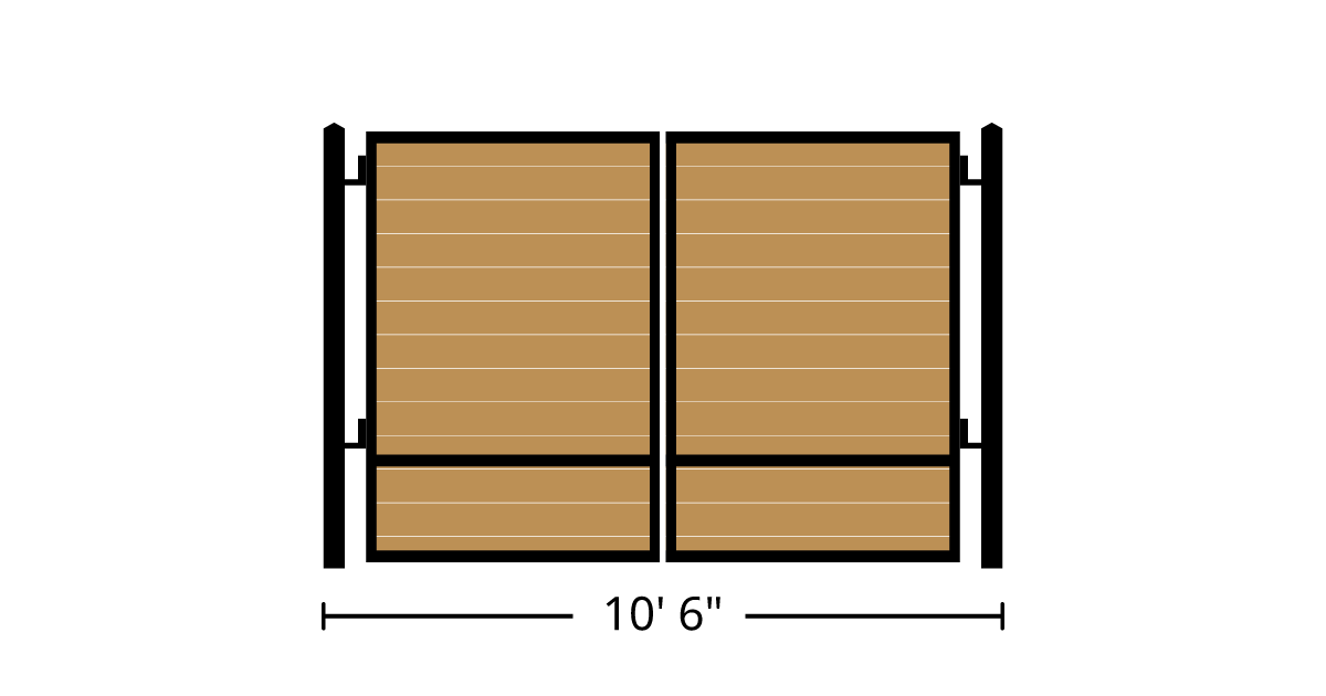 Gate | 10ft 6in Wide, Swing Kit, Dual Panels, Horizontal Ironwood ...