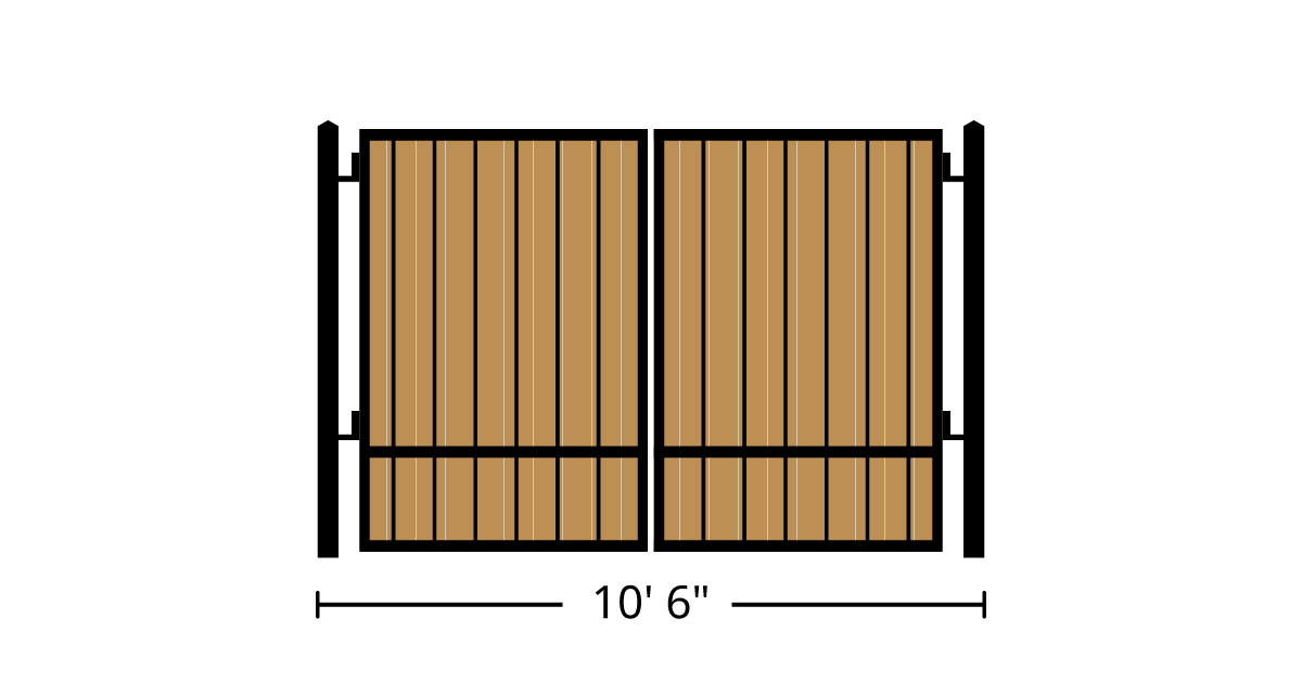 Gate | 10ft 6in Wide, Swing Kit, Dual Panels, Single Pickets, Vertical ...