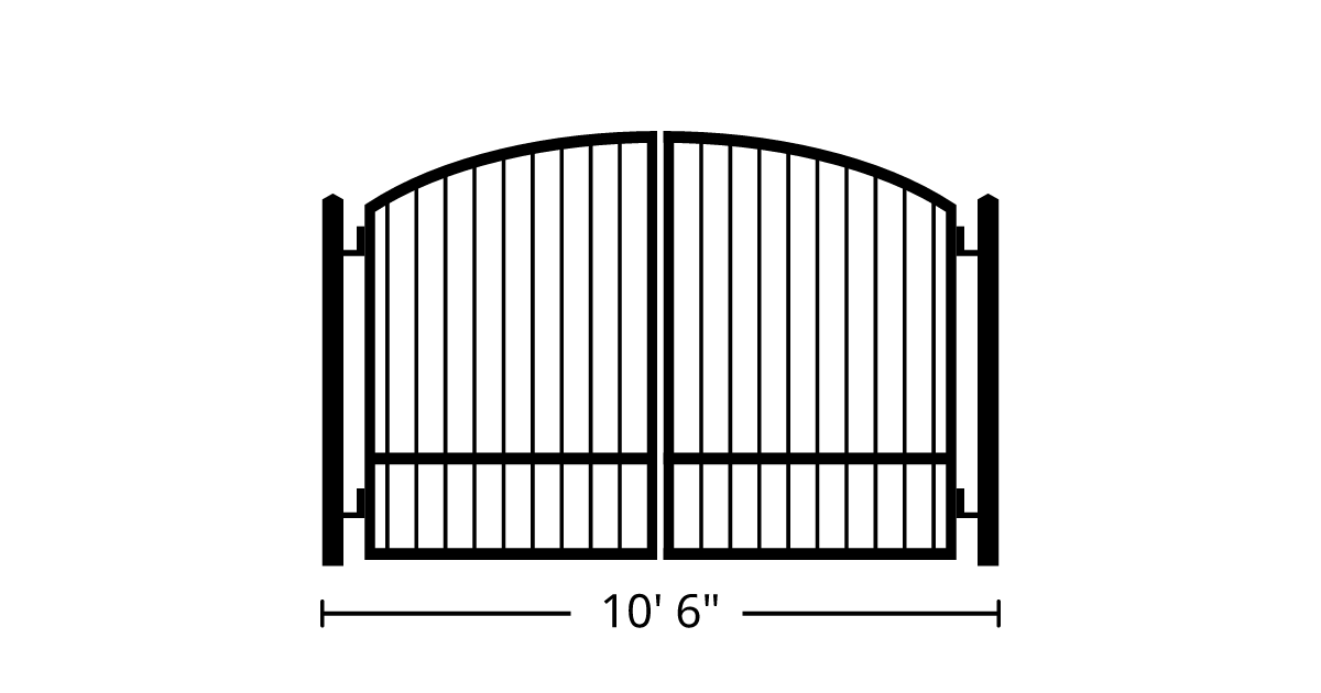 Gate | 10ft 6in Wide, Swing Kit, Dual Panels, Arch Style, Single ...