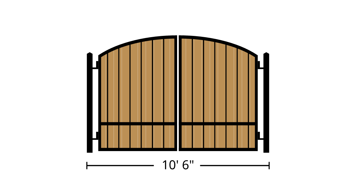 Gate | 10ft 6in Wide, Swing Kit, Dual Panels, Arch Style, Single ...