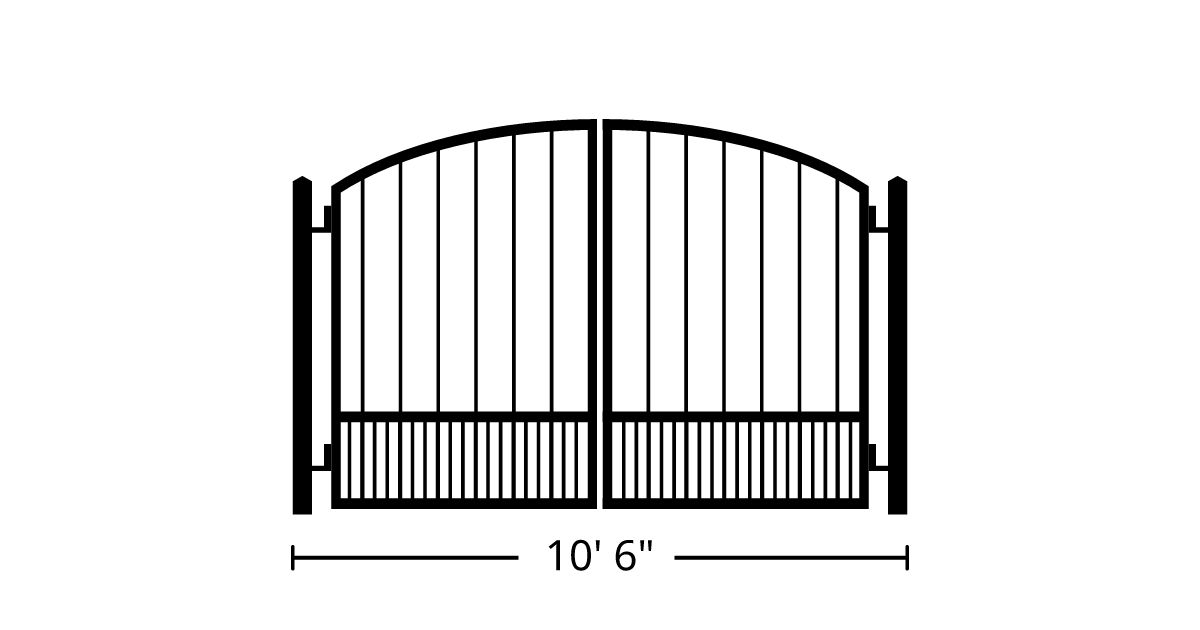 Gate | 10ft 6in Wide, Swing Kit, Dual Panels, Arch Style, Puppy Pickets ...