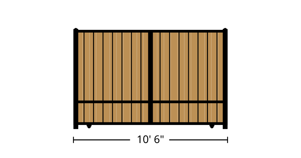 Gate | 10ft 6in Wide, Slide Kit, Solo Panel, Single Pickets, Vertical ...