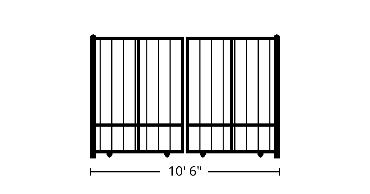 Gate | 10ft 6in Wide, Slide Kit, Dual Panels, Single Pickets, DIY Wood ...