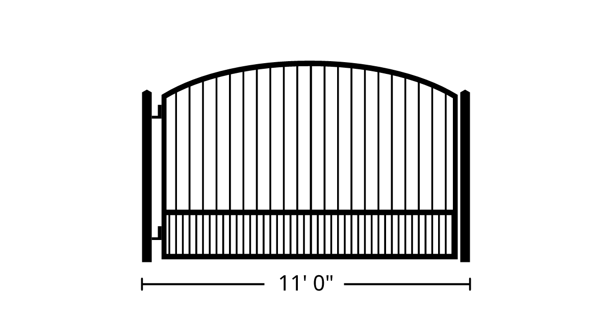 Gate | 11ft 0in Wide, Swing Kit, Solo Panel, Arch Style, Puppy Pickets ...