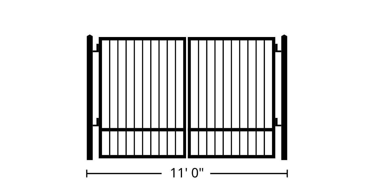 Gate | 11ft 0in Wide, Swing Kit, Dual Panels, Single Pickets ...