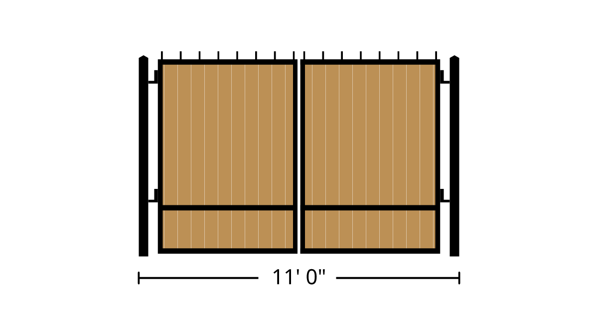Gate | 11ft 0in Wide, Swing Kit, Dual Panels, Finials Style, Vertical ...