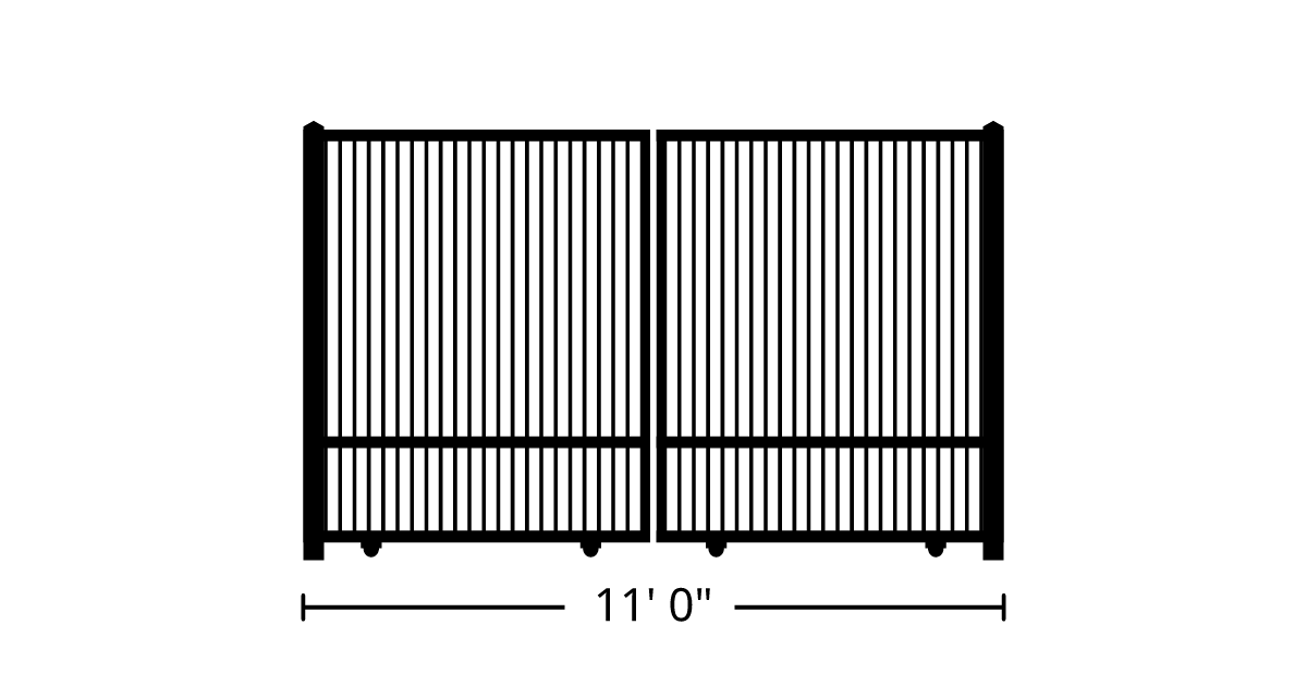 Gate | 11ft 0in Wide, Slide Kit, Dual Panels, Double Pickets ...