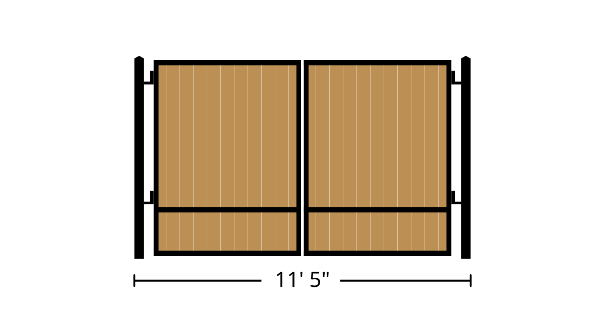 Gate | 11ft 5in Wide, Swing Kit, Dual Panels, Vertical Ironwood, Manual ...