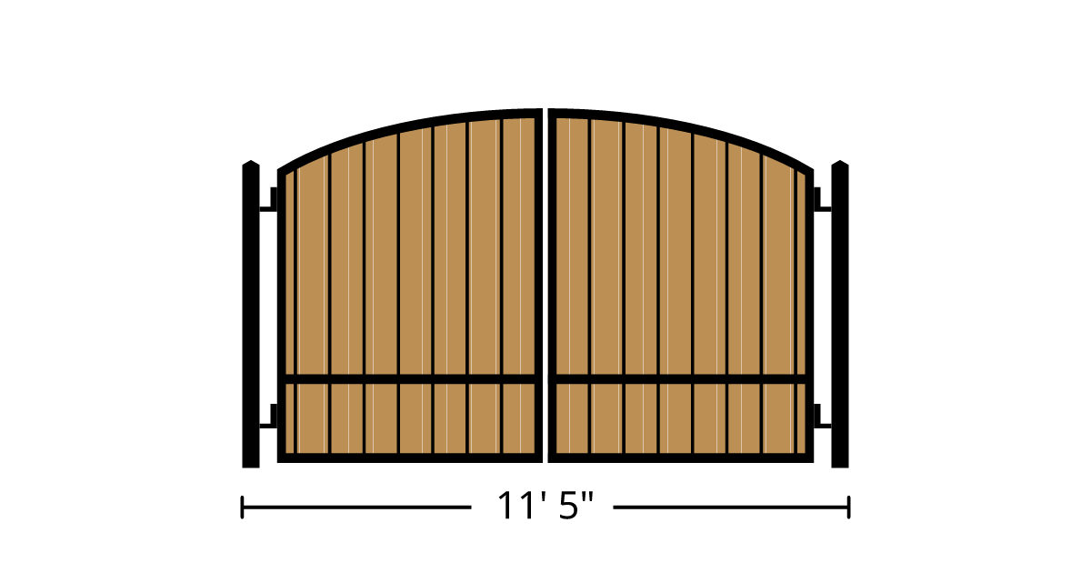 Gate | 11ft 5in Wide, Swing Kit, Dual Panels, Arch Style, Single ...