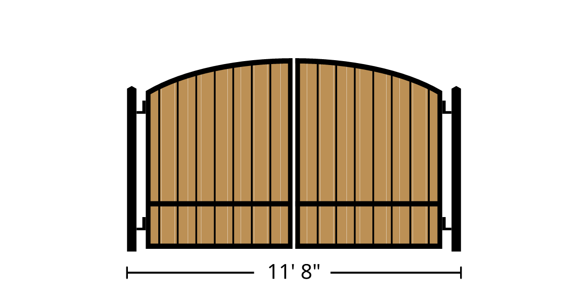 Gate | 11ft 8in Wide, Swing Kit, Dual Panels, Arch Style, Single ...