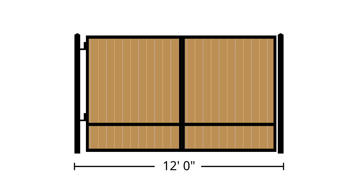 Gate | 12ft 0in Wide, Swing Kit, Solo Panel, Vertical Ironwood, Manual ...