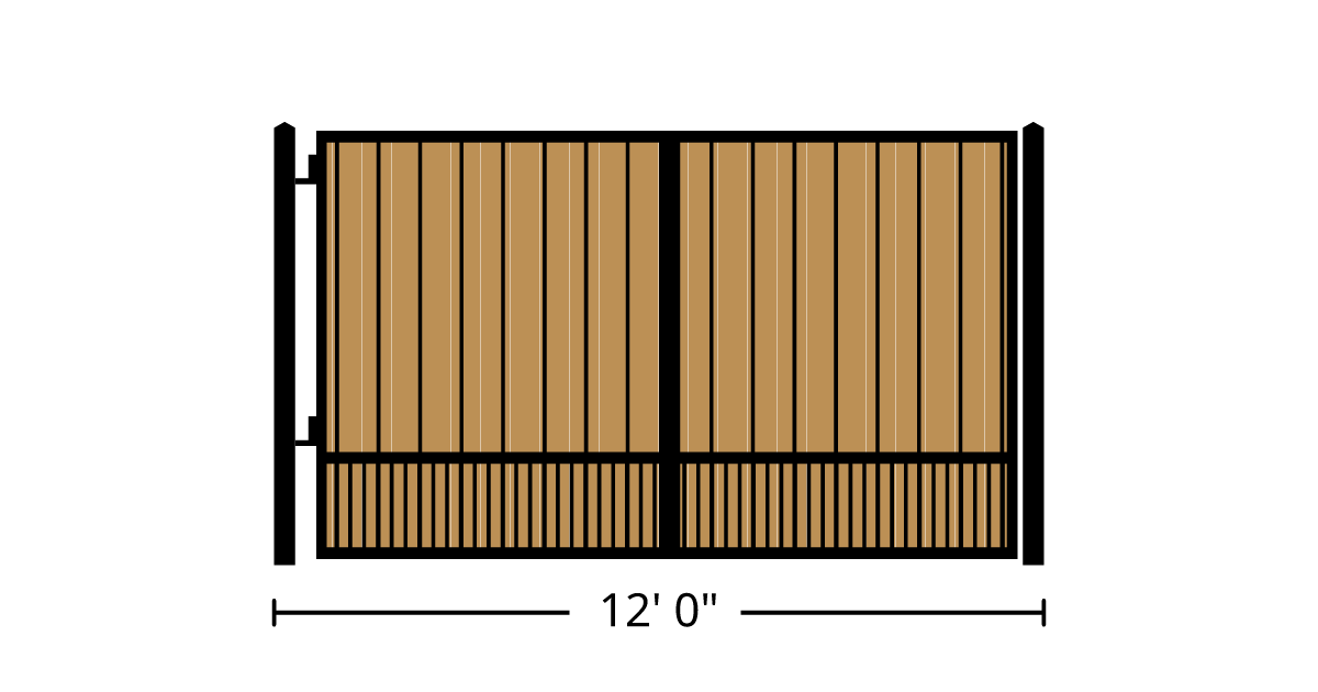 Gate | 12ft 0in Wide, Swing Kit, Solo Panel, Puppy Pickets, Vertical ...