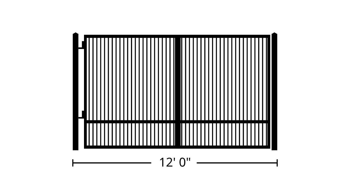 Gate | 12ft 0in Wide, Swing Kit, Solo Panel, Double Pickets, Manual ...