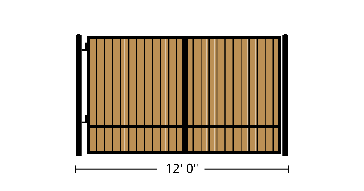 Gate | 12ft 0in Wide, Swing Kit, Solo Panel, Double Pickets, Vertical ...