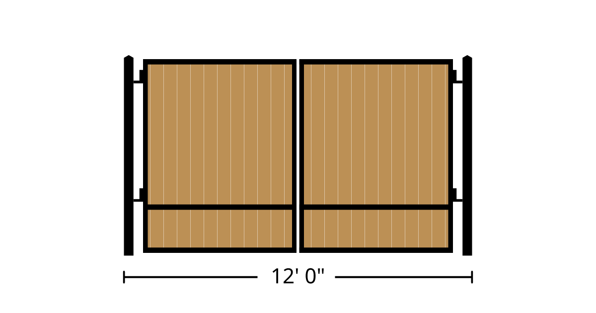 Gate | 12ft 0in Wide, Swing Kit, Dual Panels, Vertical Ironwood, Manual ...