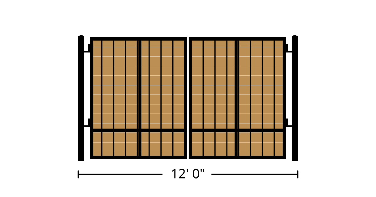 Gate | 12ft 0in Wide, Swing Kit, Dual Panels, Single Pickets ...
