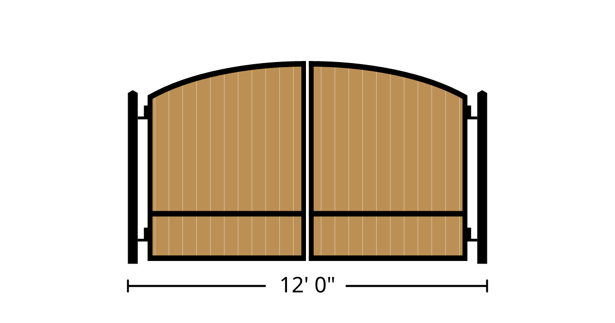 Gate | 12ft 0in Wide, Swing Kit, Dual Panels, Arch Style, Vertical ...