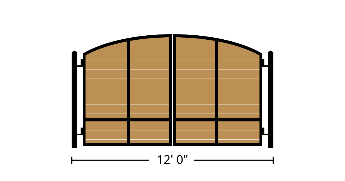Gate | 12ft 0in Wide, Swing Kit, Dual Panels, Arch Style, Horizontal ...
