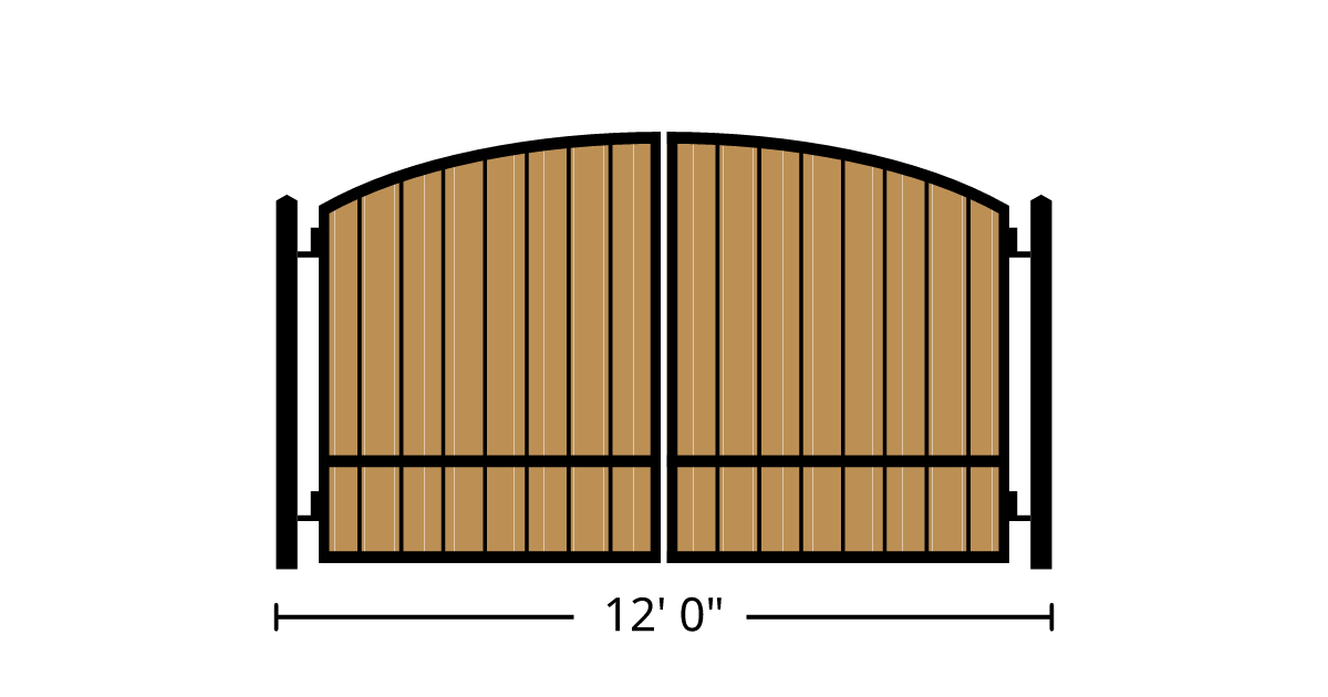 Gate | 12ft 0in Wide, Swing Kit, Dual Panels, Arch Style, Single ...