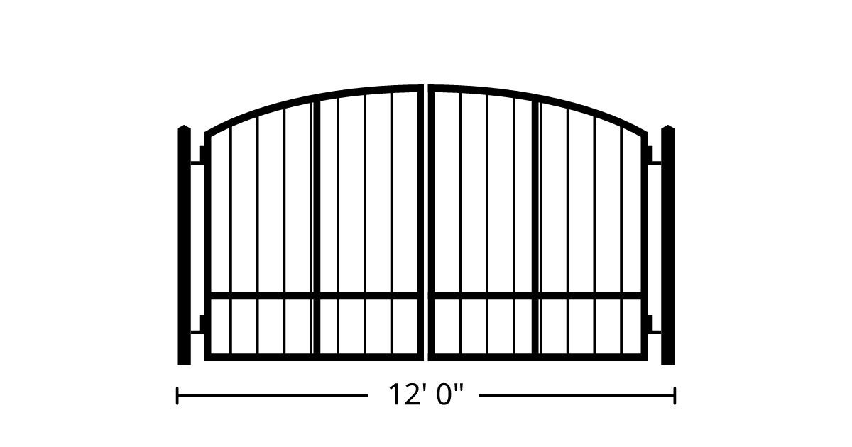 Gate | 12ft 0in Wide, Swing Kit, Dual Panels, Arch Style, Single ...