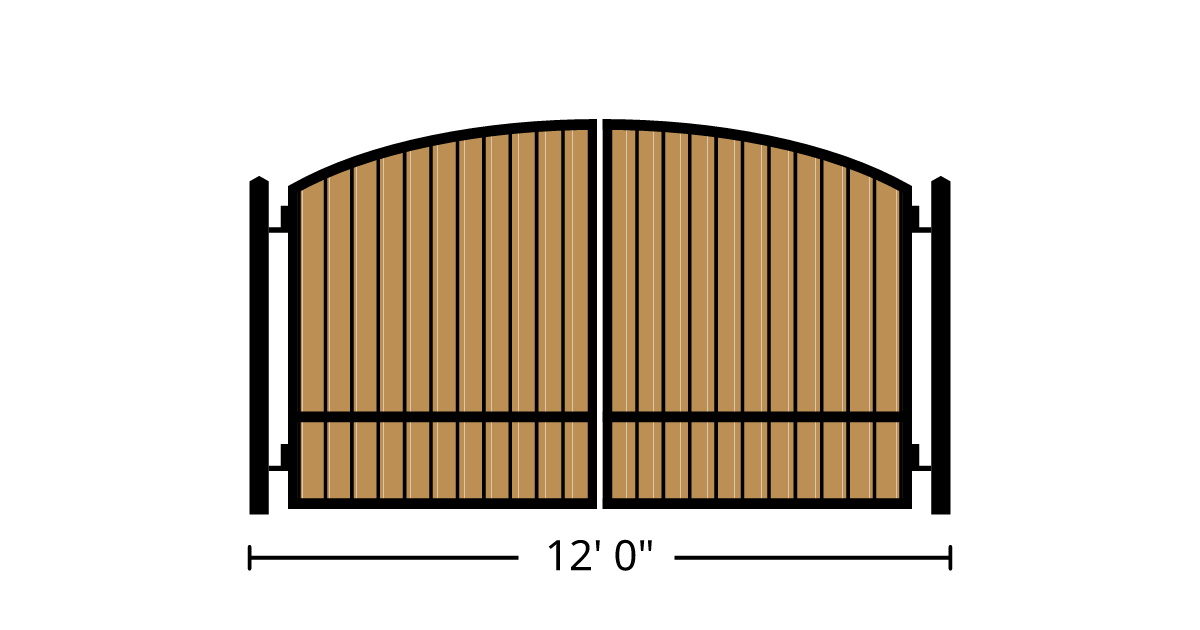 Gate | 12ft 0in Wide, Swing Kit, Dual Panels, Arch Style, Double ...