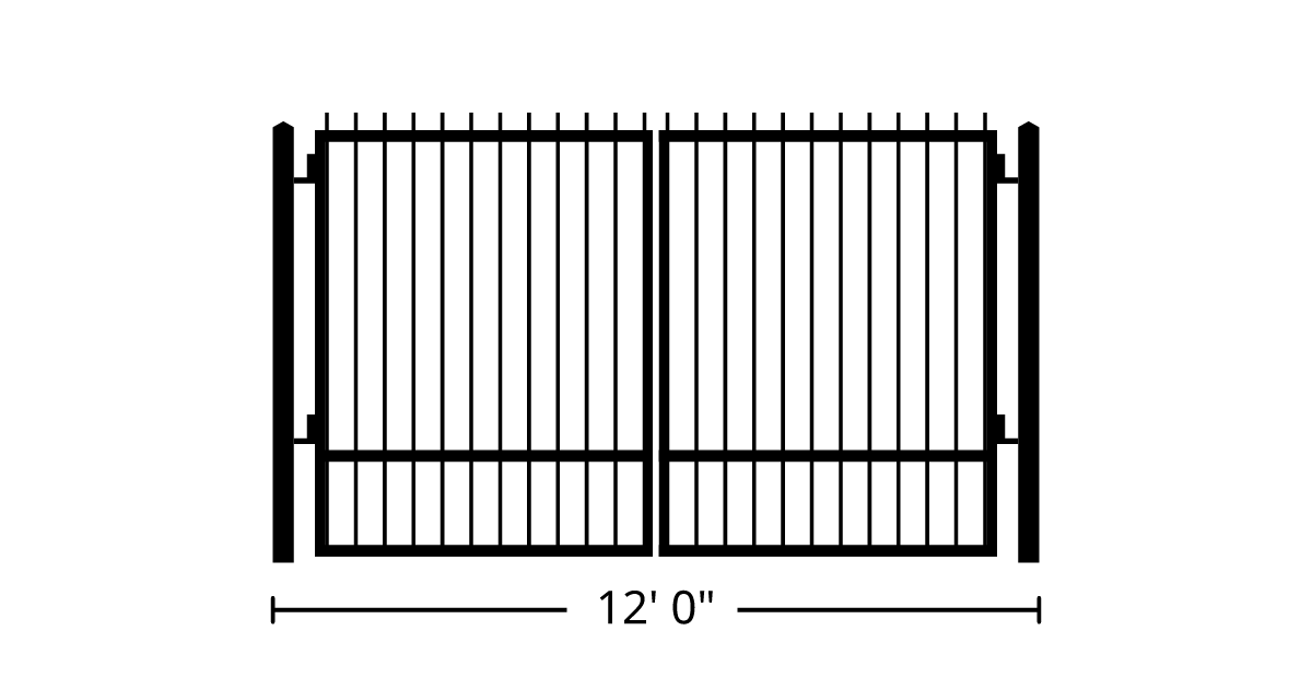 Gate | 12ft 0in Wide, Swing Kit, Dual Panels, Finials Style, Single ...