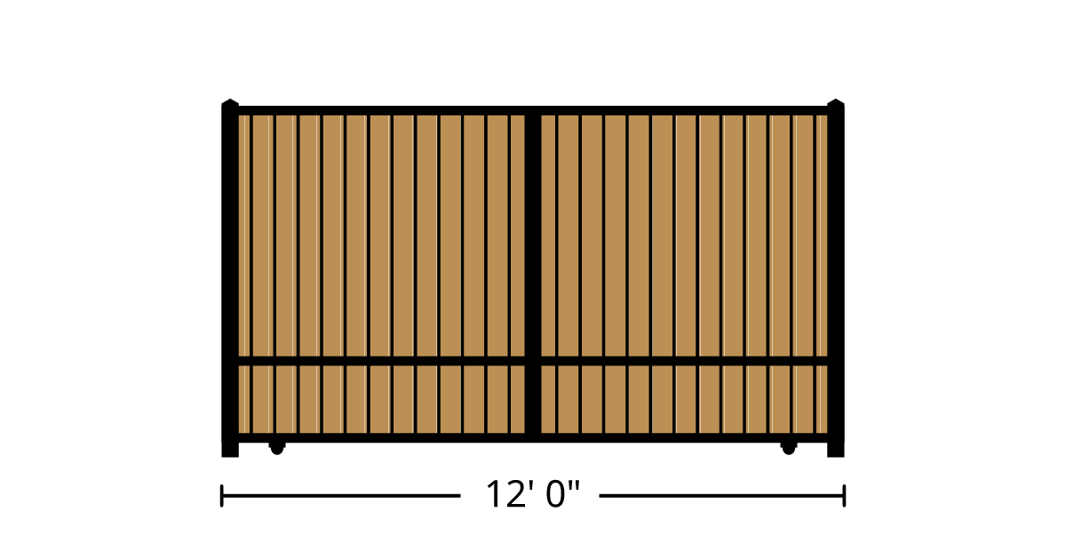 Gate | 12ft 0in Wide, Slide Kit, Solo Panel, Double Pickets, Vertical ...