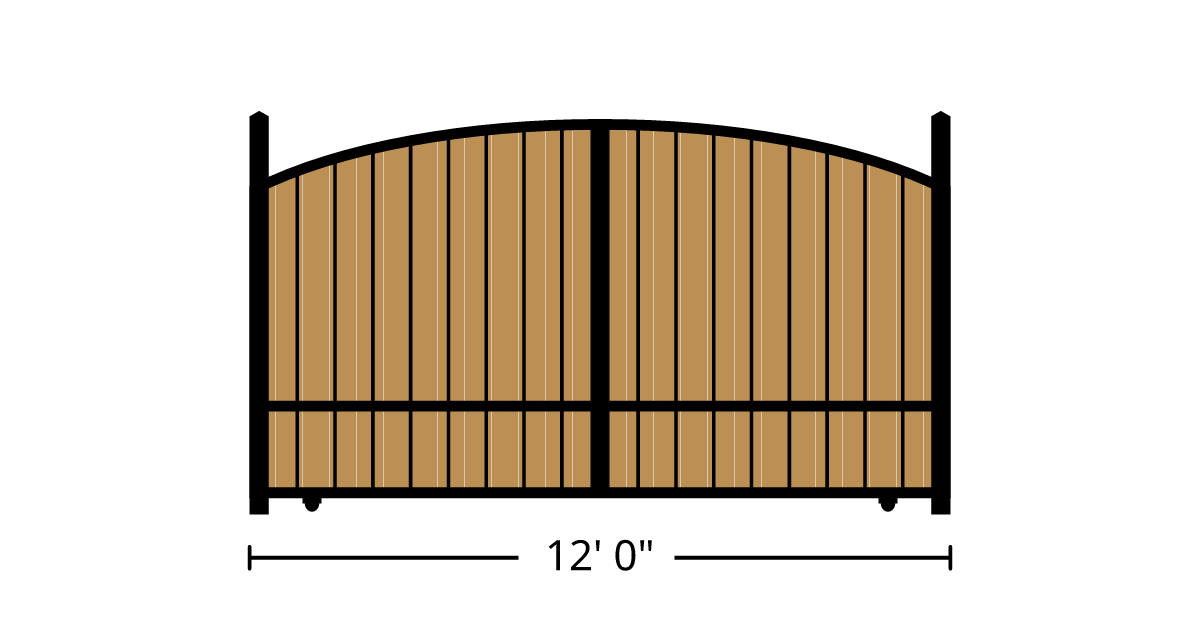 Gate | 12ft 0in Wide, Slide Kit, Solo Panel, Arch Style, Single Pickets ...