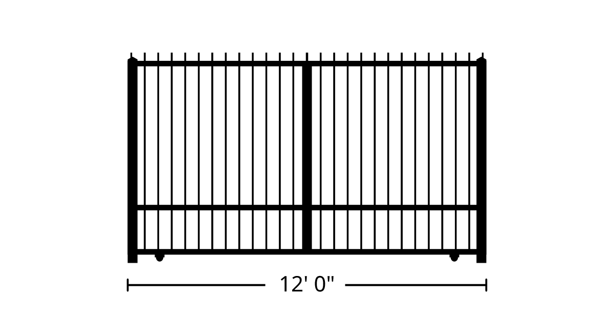 Gate | 12ft 0in Wide, Slide Kit, Solo Panel, Finials Style, Single ...