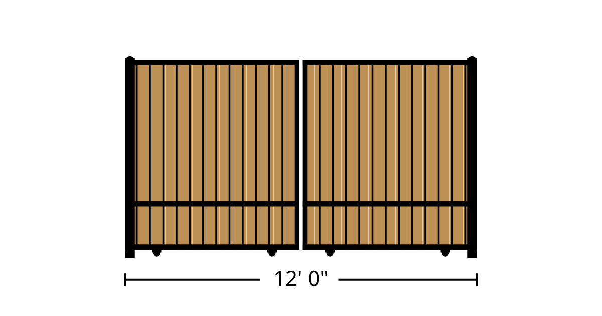 Gate | 12ft 0in Wide, Slide Kit, Dual Panels, Double Pickets, Vertical ...