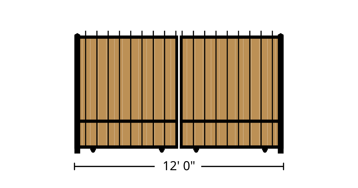 Gate | 12ft 0in Wide, Slide Kit, Dual Panels, Finials Style, Single ...