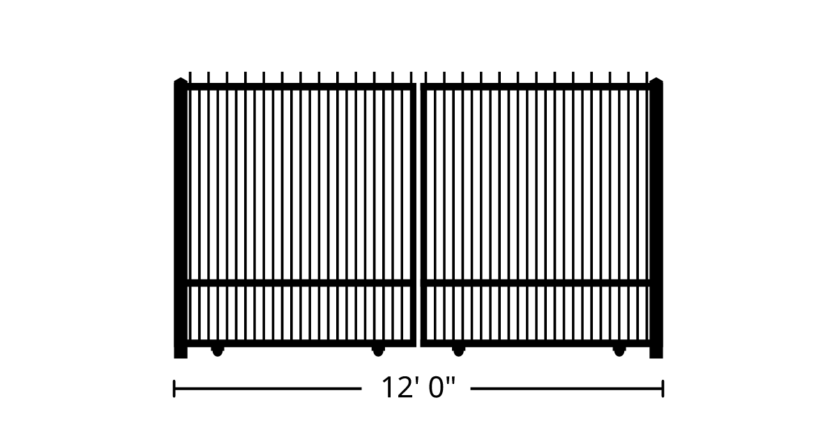 Gate | 12ft 0in Wide, Slide Kit, Dual Panels, Finials Style, Double ...