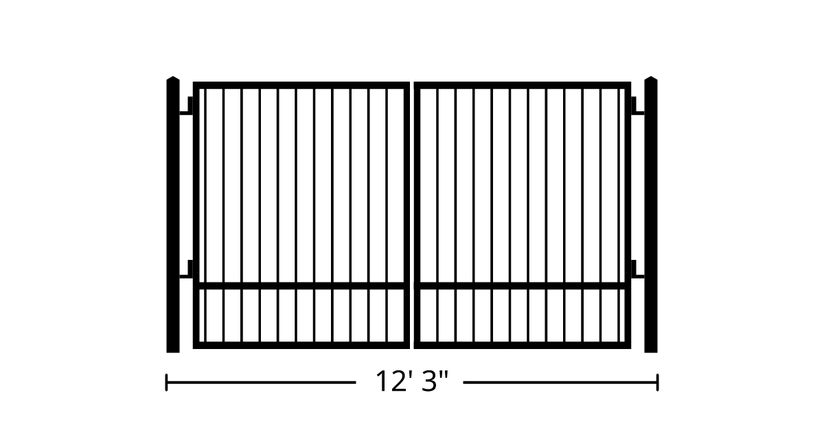 Gate | 12ft 3in Wide, Swing Kit, Dual Panels, Single Pickets, Manual ...