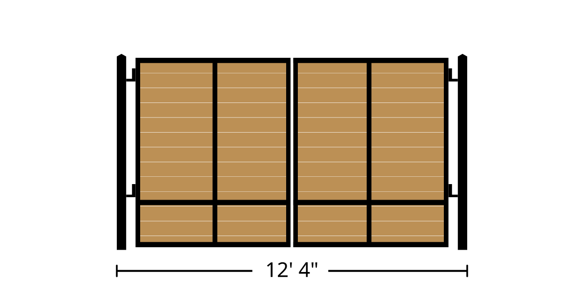 Gate | 12ft 4in Wide, Swing Kit, Dual Panels, Horizontal Ironwood ...