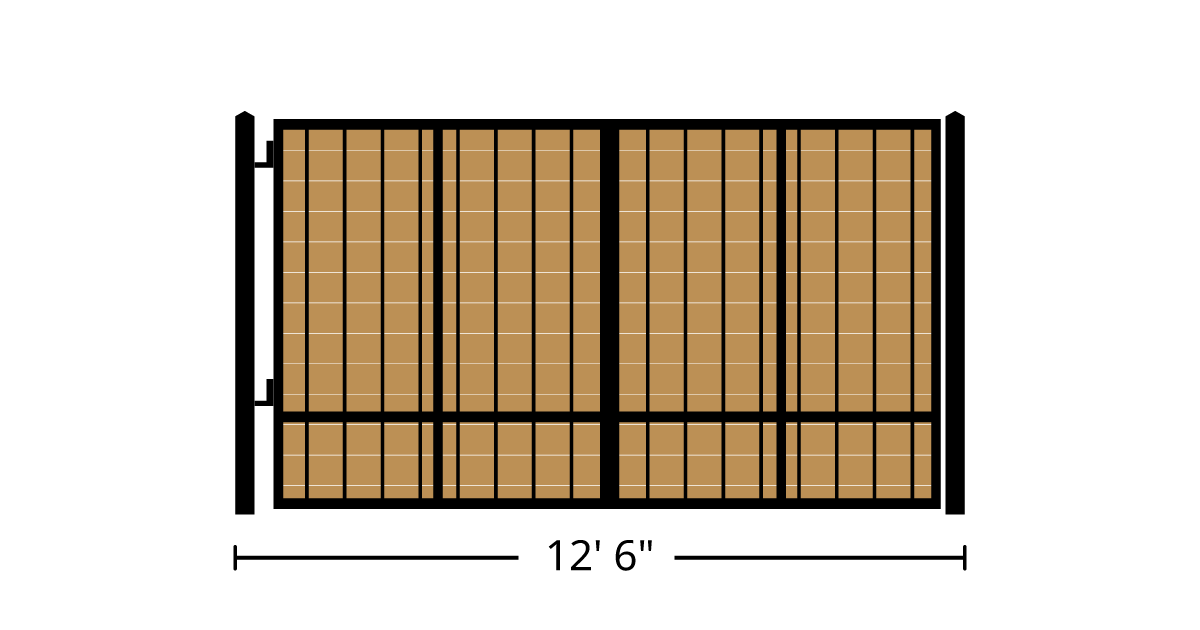 Gate | 12ft 6in Wide, Swing Kit, Solo Panel, Single Pickets, Horizontal ...