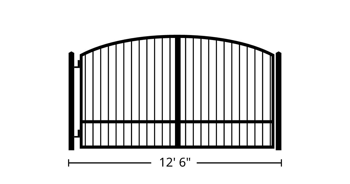 Gate | 12ft 6in Wide, Swing Kit, Solo Panel, Arch Style, Single Pickets ...