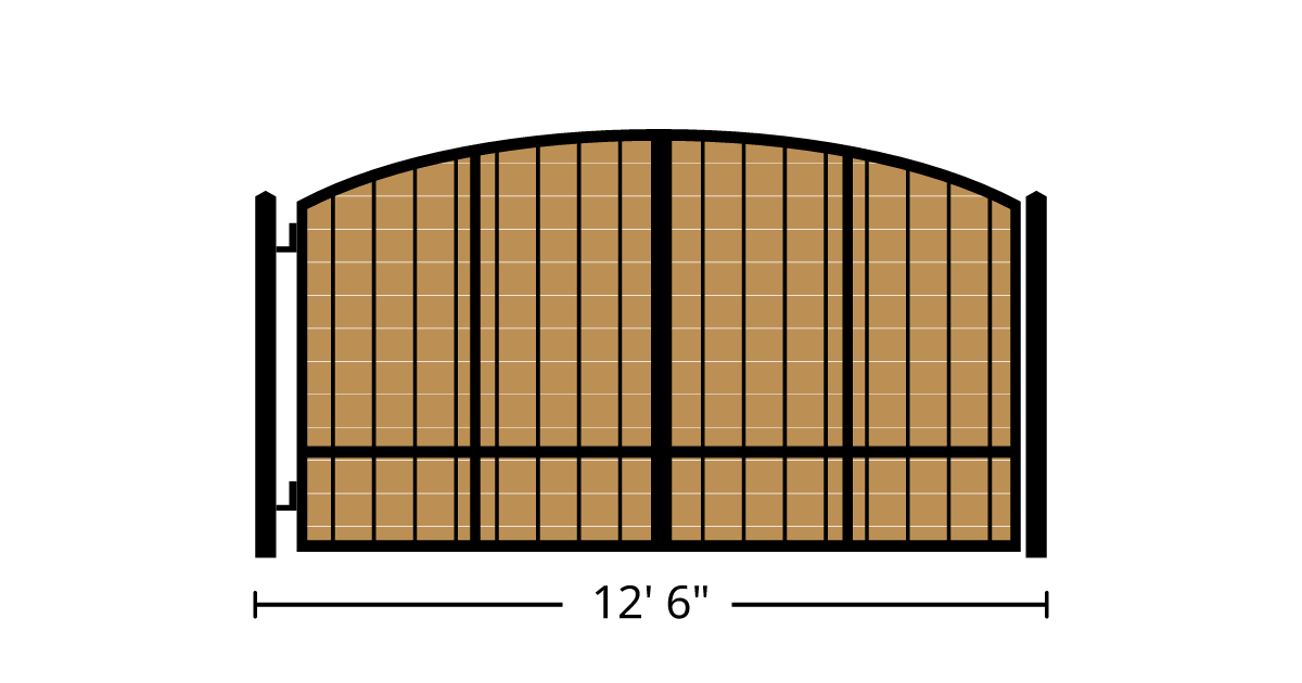 Gate | 12ft 6in Wide, Swing Kit, Solo Panel, Arch Style, Single Pickets ...