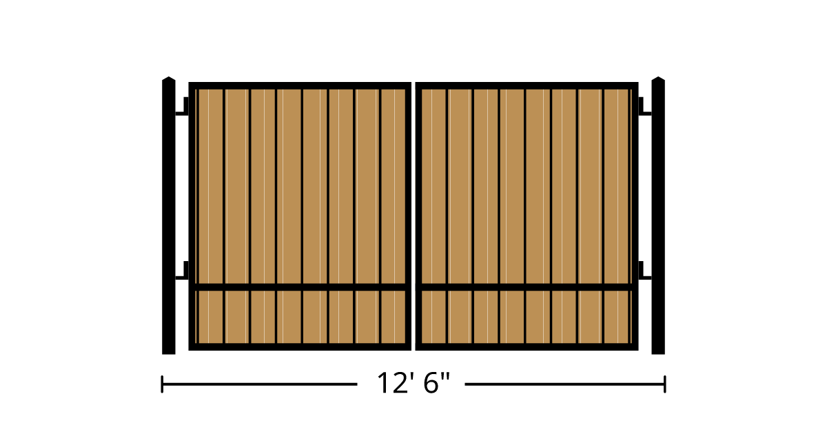 Gate | 12ft 6in Wide, Swing Kit, Dual Panels, Single Pickets, Vertical ...